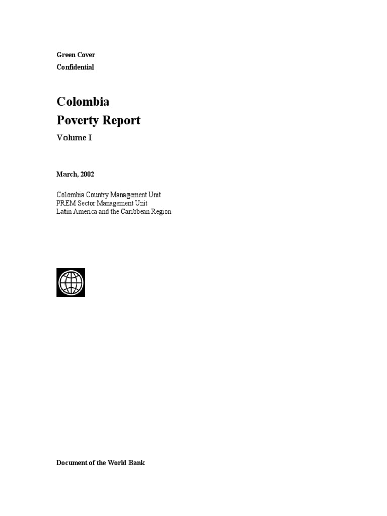 Colombia Poverty Report - Green Cover - March2002 | PDF | Economic ...