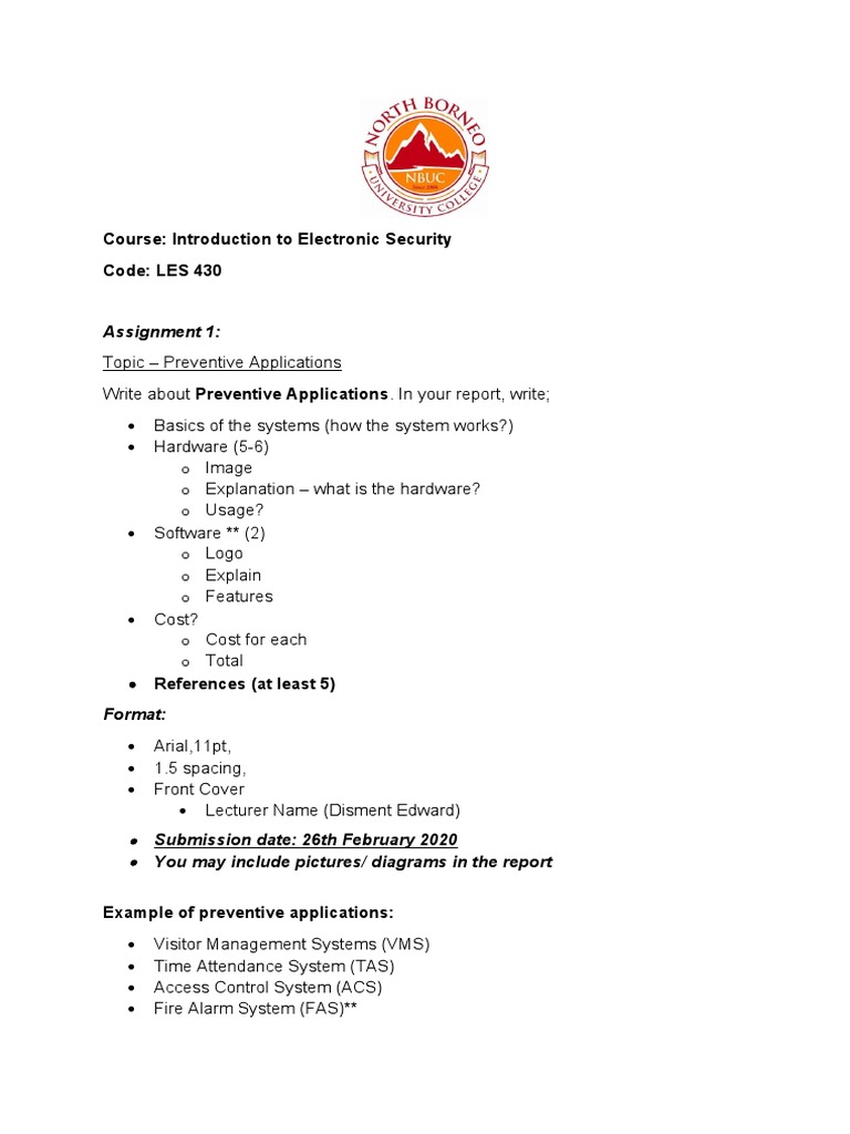 (Electronic Security) Assignment 1 (10%) | PDF
