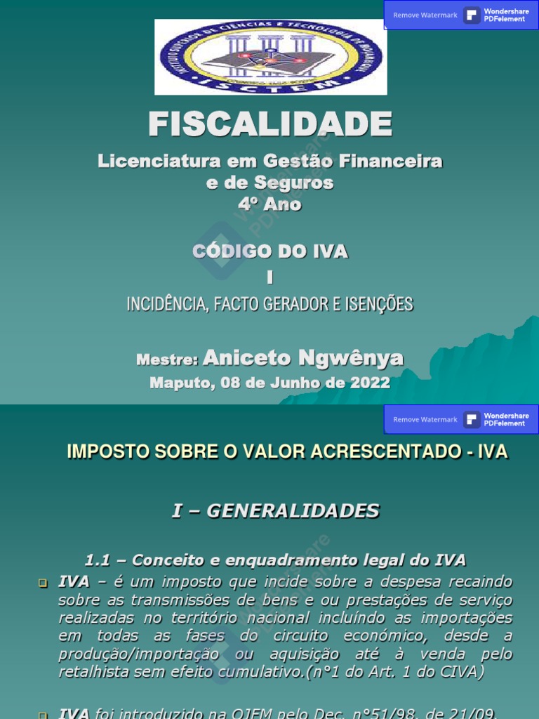 Codigo Do Iva I - 2022 | PDF | Imposto sobre Valor Agregado (IVA ...