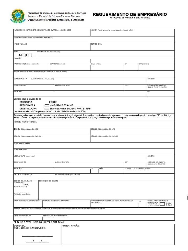 Modelo De Requerimento Padraomodelo De Requerimento De Empresario