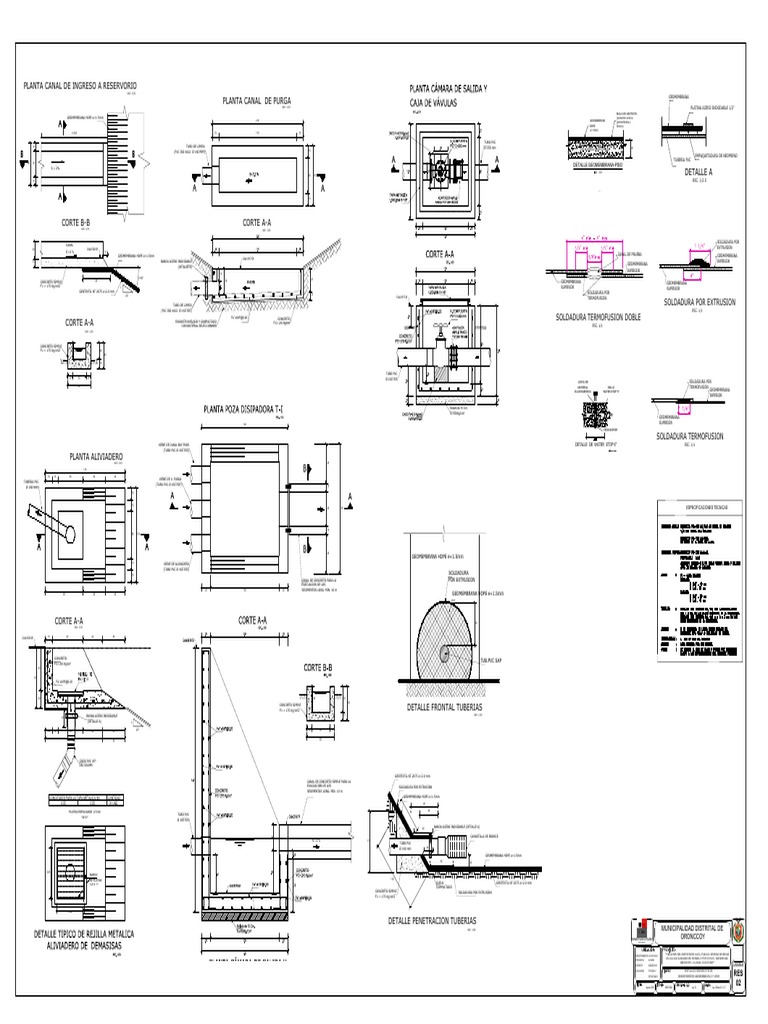 10 A1 Detalles Constructivos Reservorio de Geomembrana V 142m3 | PDF | Ingeniería hidráulica ...