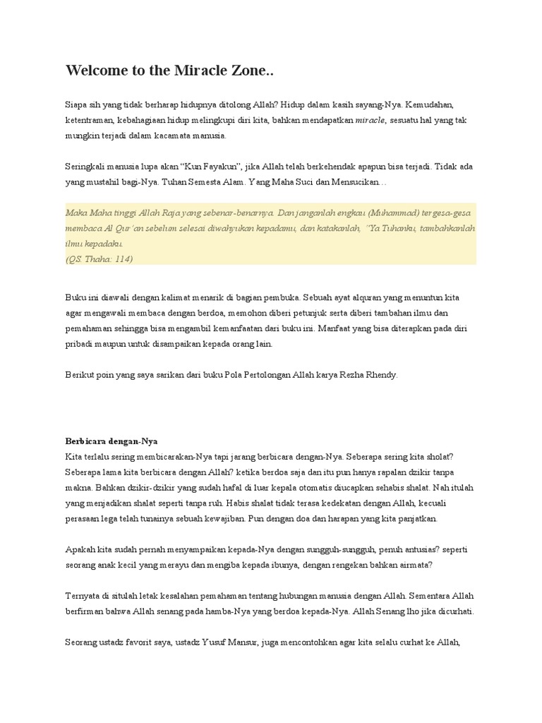 Welcome To The Miracle Zone (PPA) | PDF | Pengembangan Diri