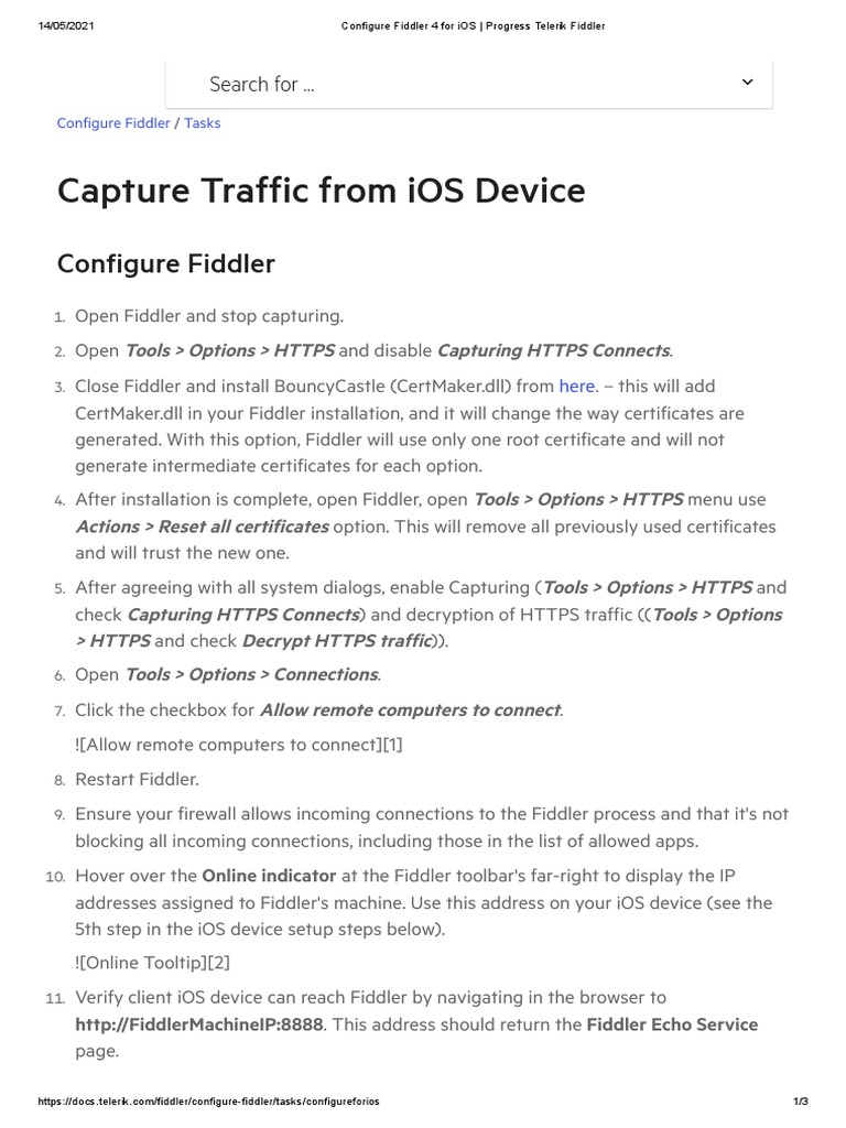 Configure Fiddler 4 For iOS - Progress Telerik Fiddler | PDF | Ios | Public Key Certificate