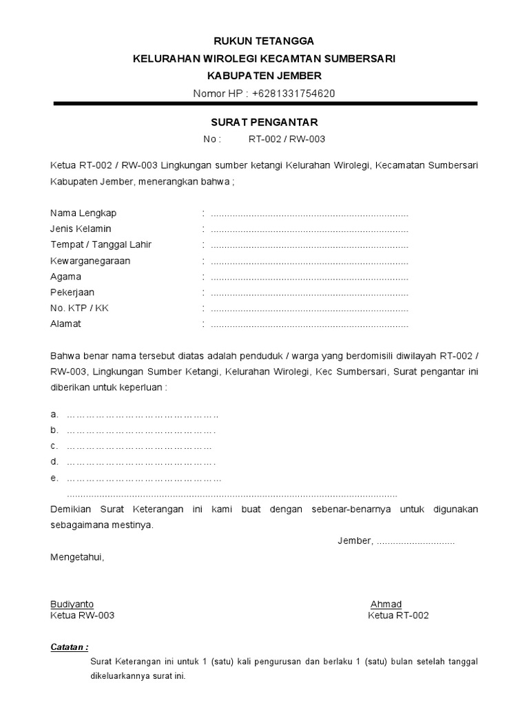 Kop Surat RT 003 | PDF