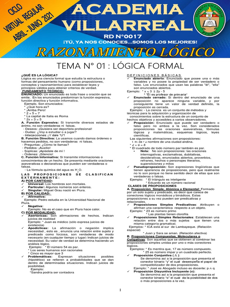 Lógica Formal Abril | PDF | Proposición | Verdad