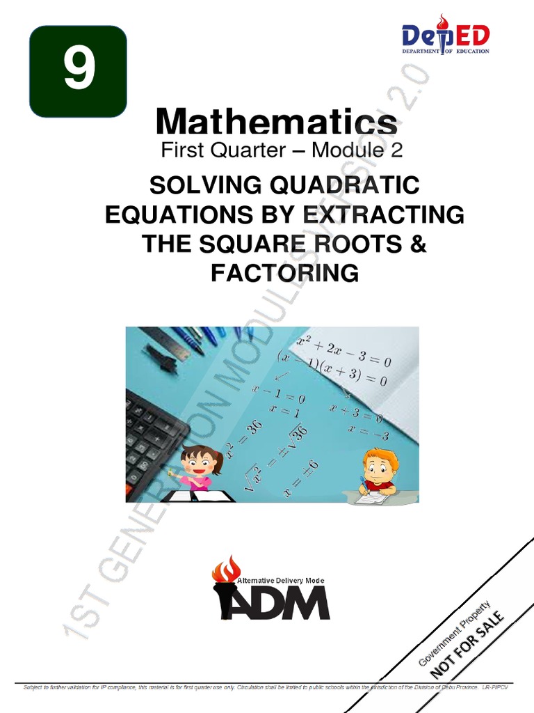 G9_Q1_Wk1_module_2 | PDF | Equations | Quadratic Equation