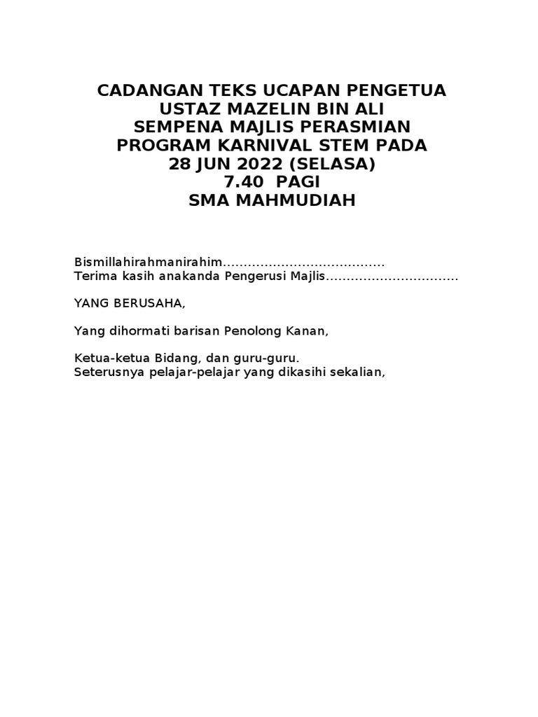 Teks Ucapan Perasmian Stem | PDF