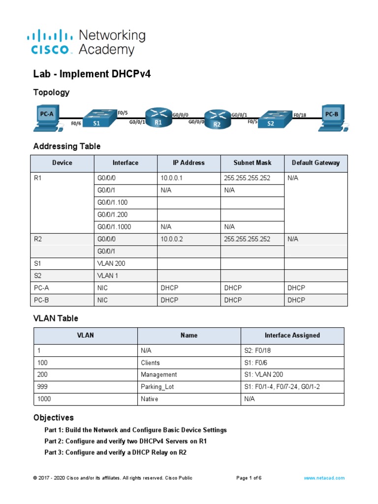 742 Lab Implement Dhcpv4 Pdf Ip Address Computer Network 