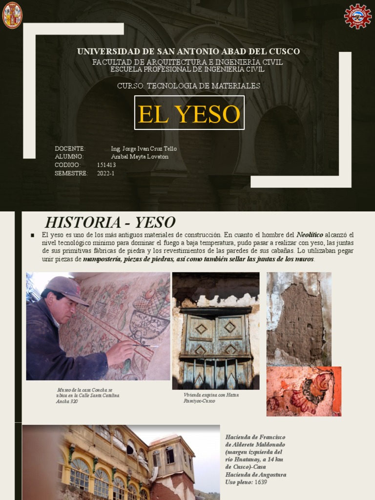 Historia y Usos del Yeso en Construcción | PDF | Yeso | Pintar