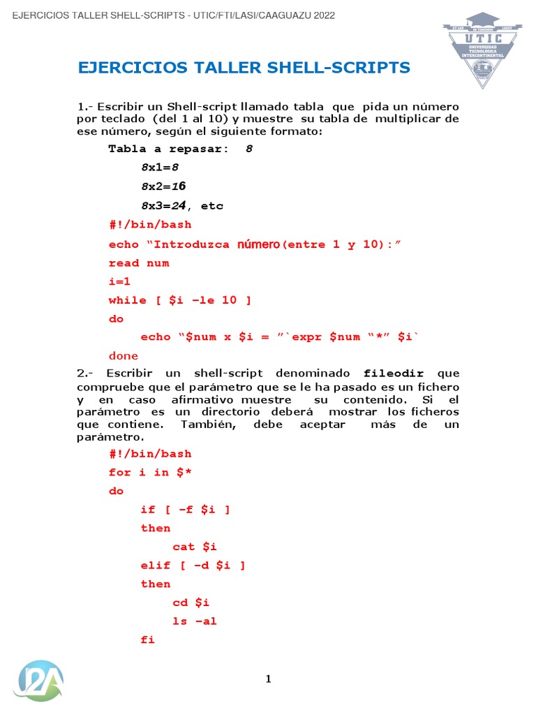 Ejercicitario Taller de Programacion Shell Script | PDF | Archivo de computadora | Sistema de ...