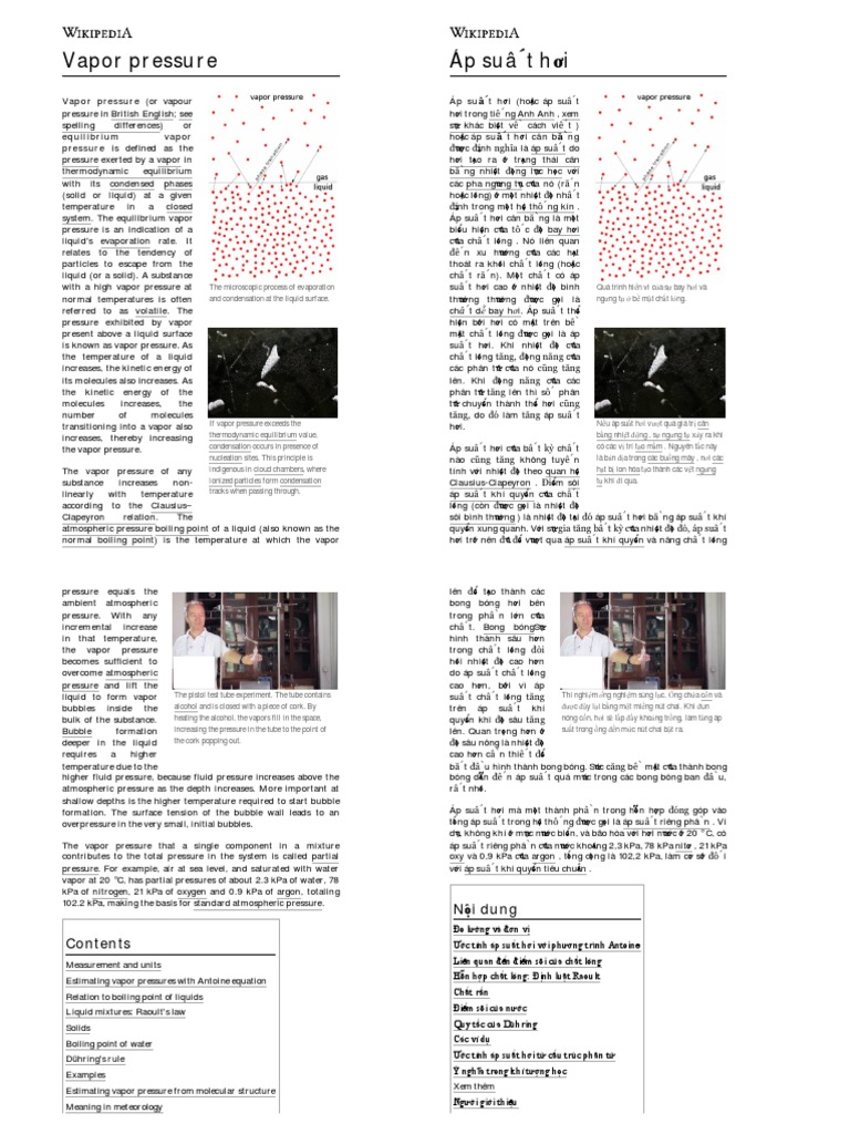 Vapor pressure - Áp suất hơi | PDF