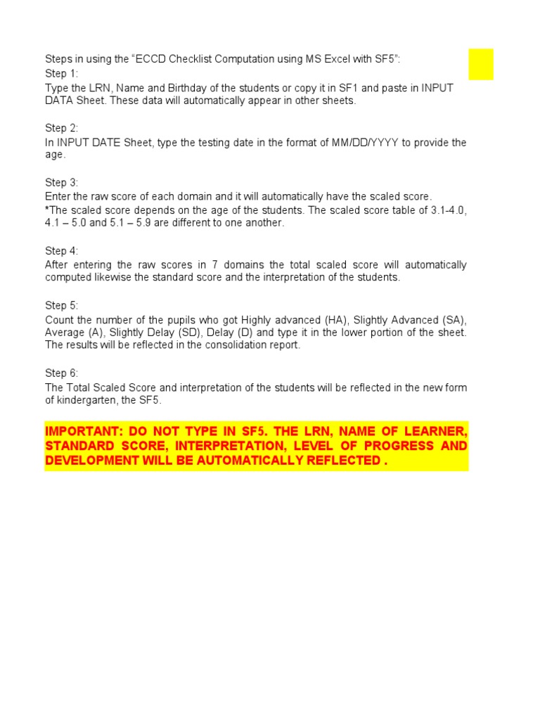 Eccd-Checklist-Report-With Sf5 Kinder-Red With Correction | PDF | Cognitive Science | Cognition