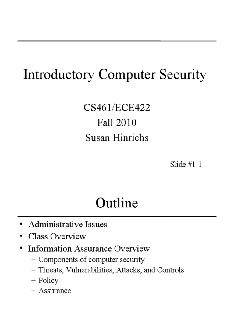 Introduction to Computer Security: An Overview of Key Concepts | PDF ...