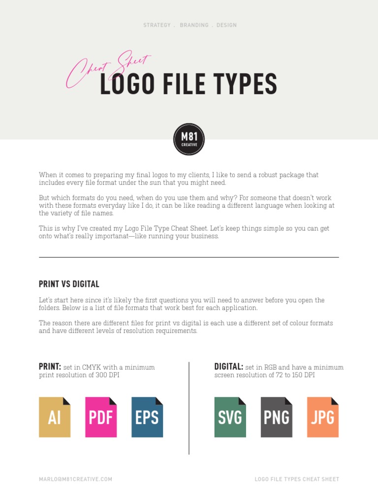 Logo File Types Cheat Sheet | PDF | File Format | Computer File