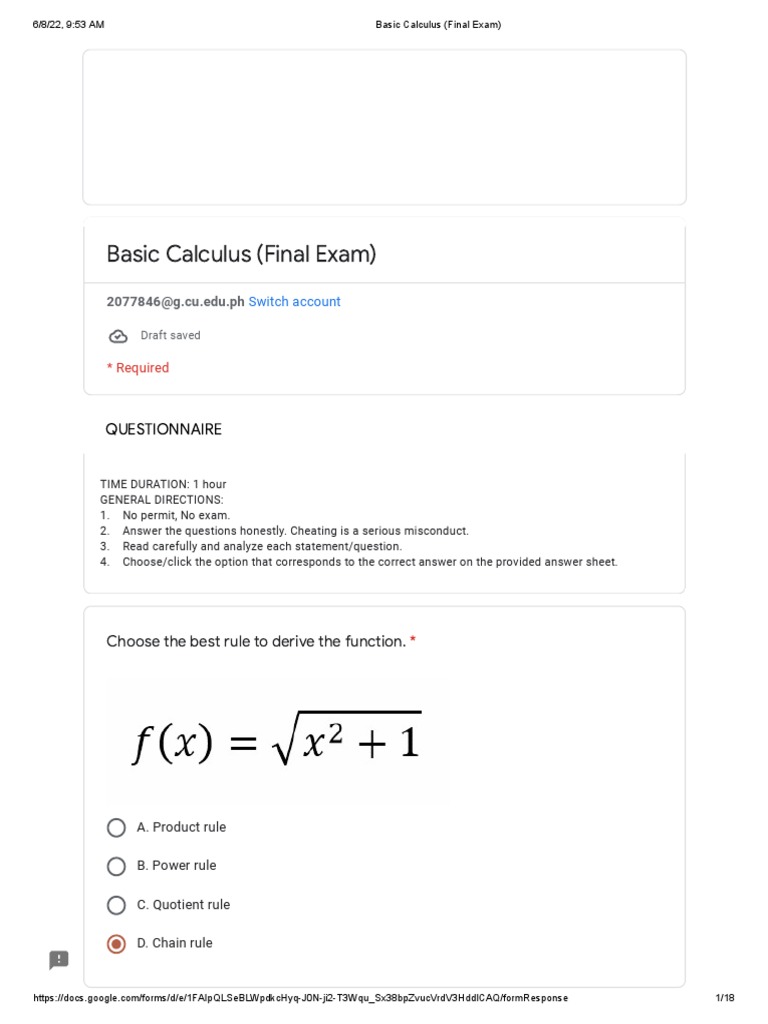 Basic Calculus Final Exam Review | PDF | Derivative | Calculus