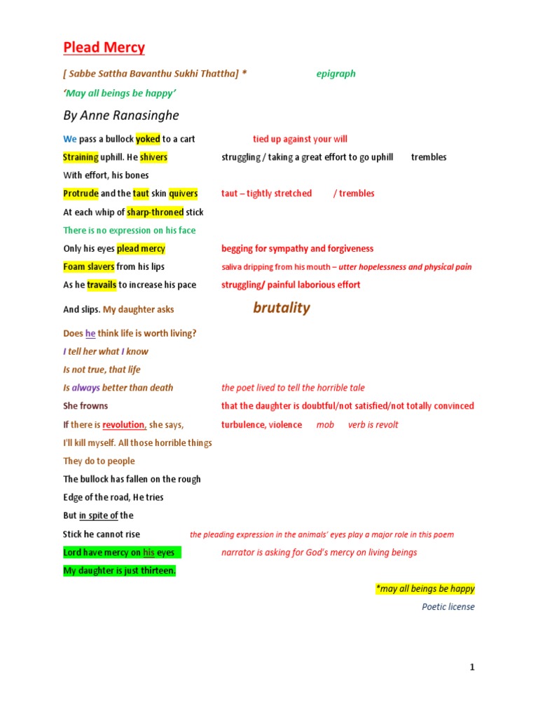 Plead Mercy Poem With Meanings and Pictures | PDF | Forgiveness