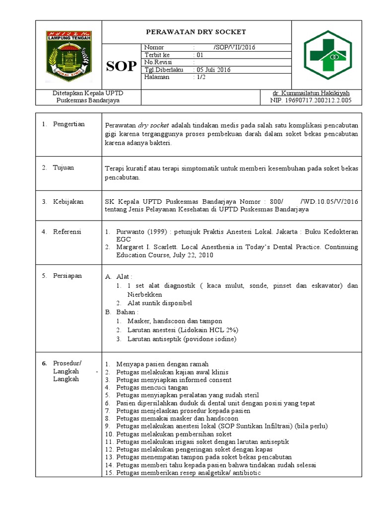 SOP Dry Socket | PDF