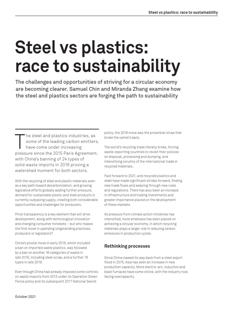 Steel Vs Plastics - Race To Sustainability | PDF | Recycling | Low ...