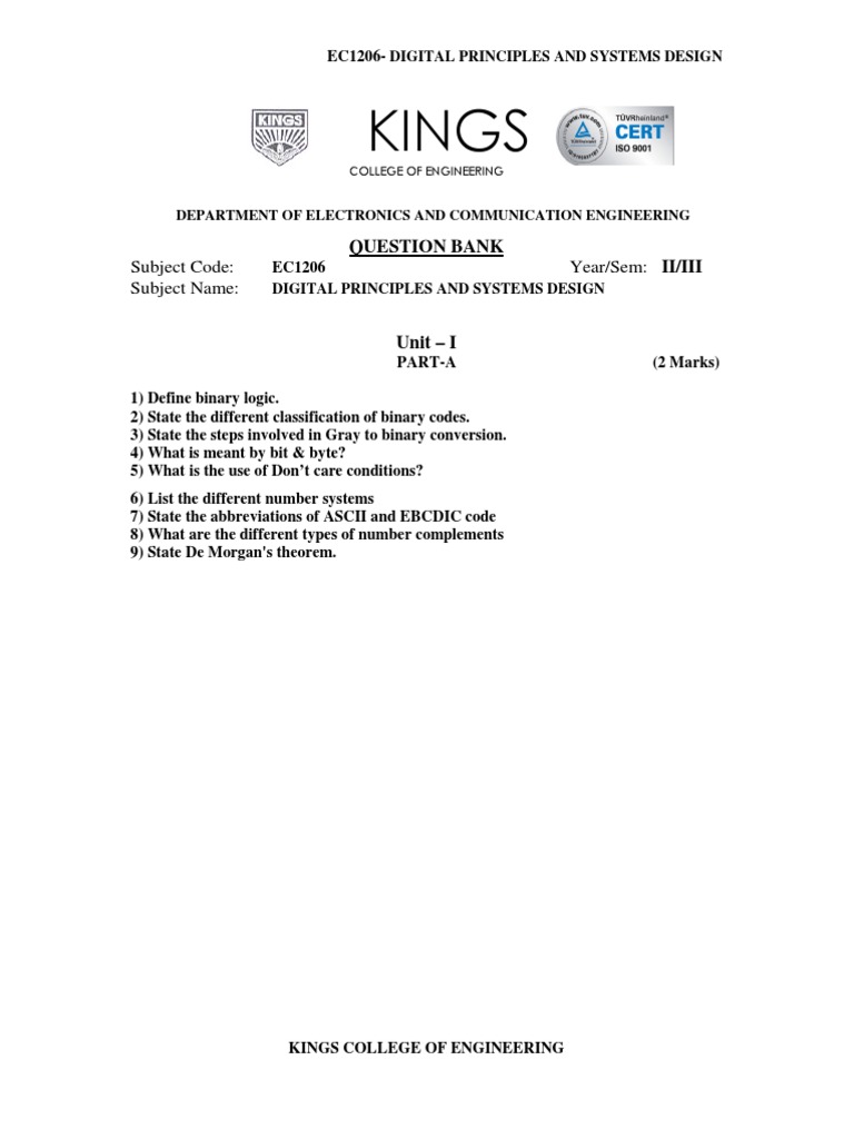 Digital Principles and System Design | PDF | Electrical Circuits ...