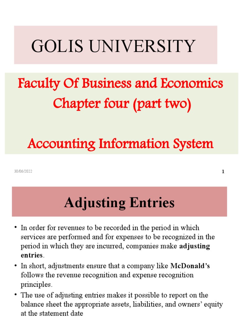 Golis University: Faculty of Business and Economics Chapter Four (Part ...