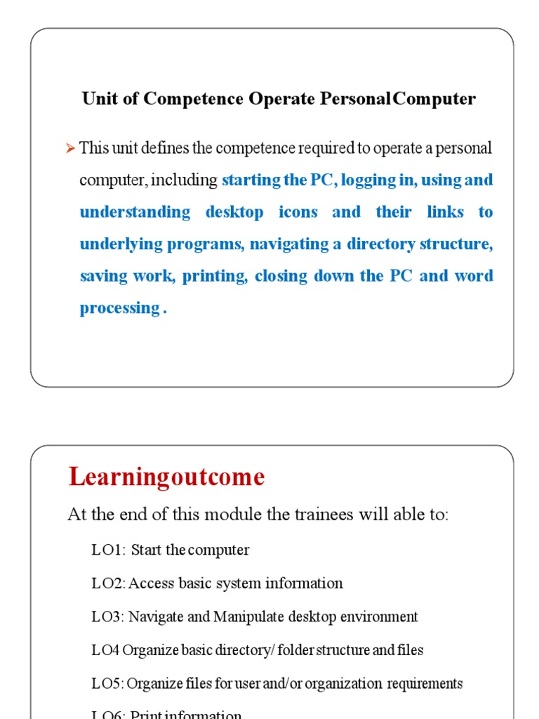 Operating a Personal Computer Basics | PDF | Window (Computing ...