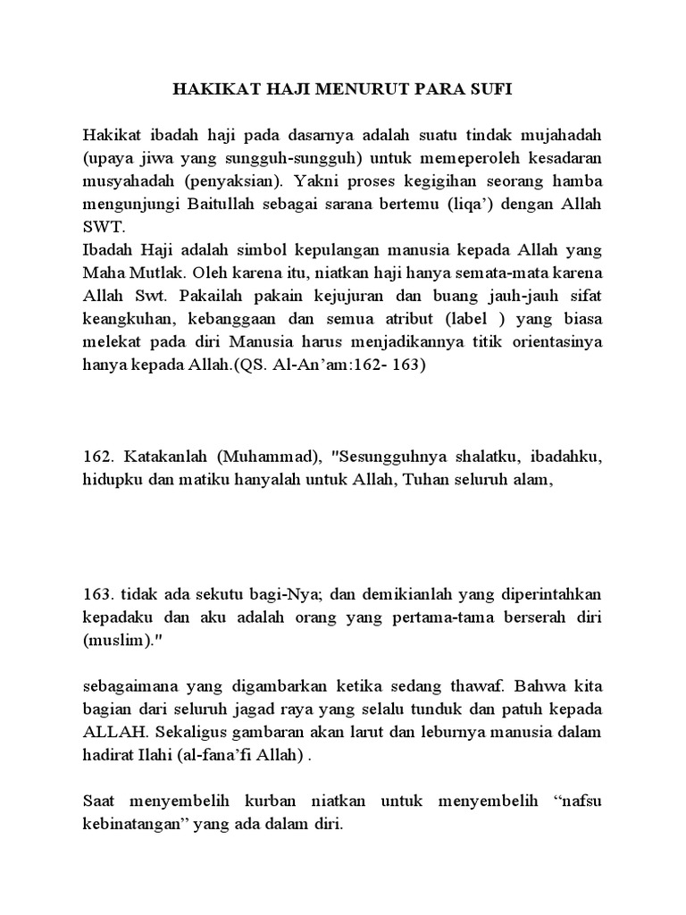 Hakikat Haji Menurut para Sufi | PDF