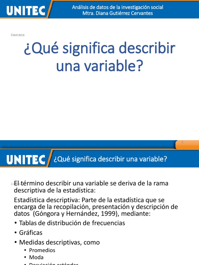 Qué Significa Describir Una Variable | PDF | Desviación Estándar | Media