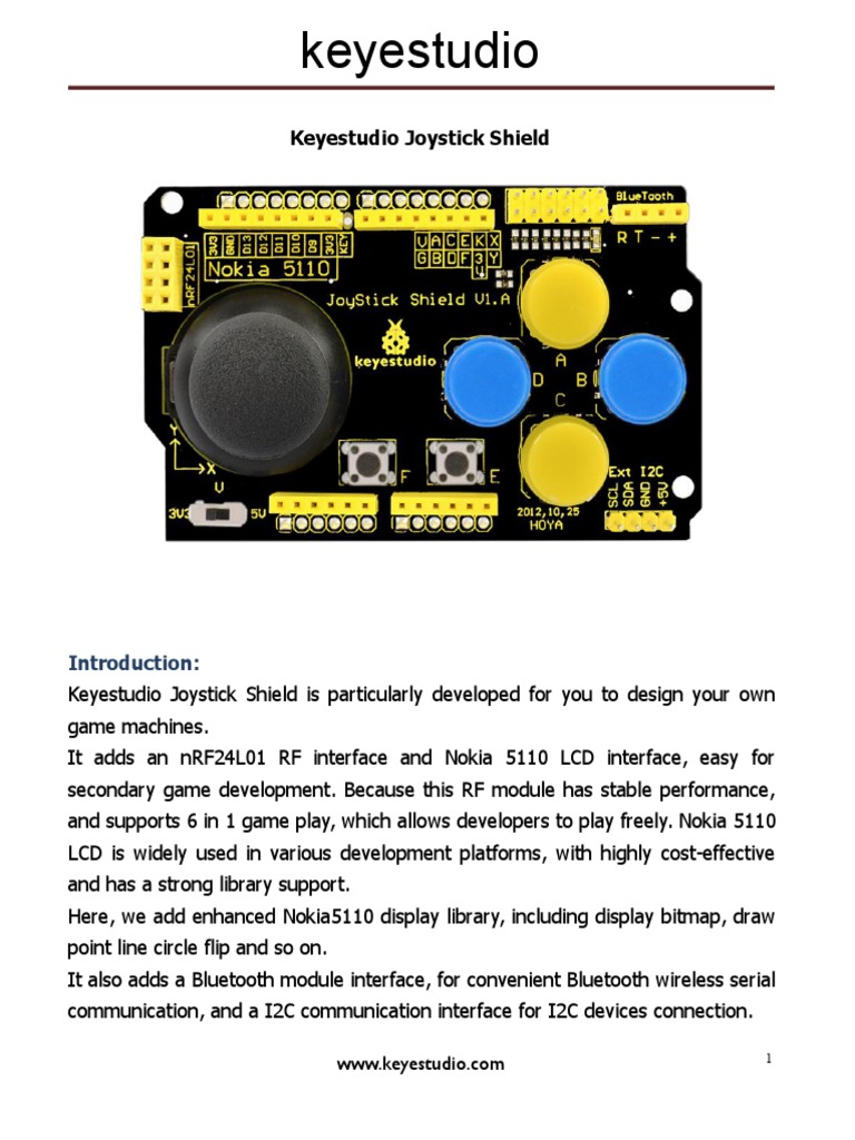 KS0153 Keyestudio JoyStick Shield | PDF | Arduino | Manufactured Goods