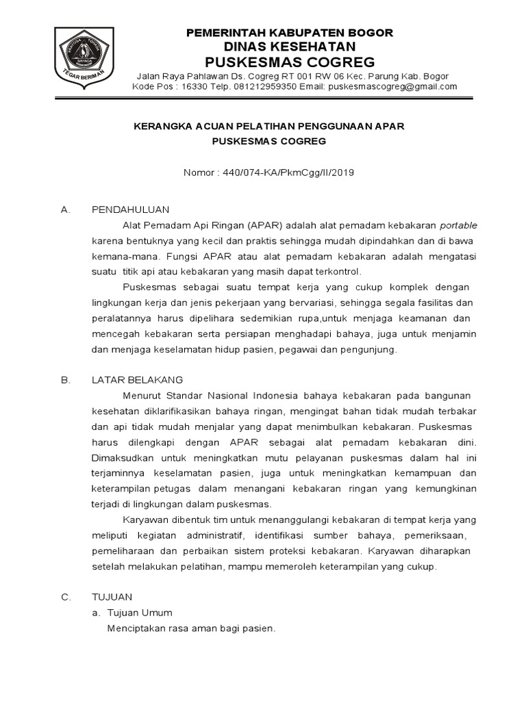 Kak Pelatihan Apar | PDF