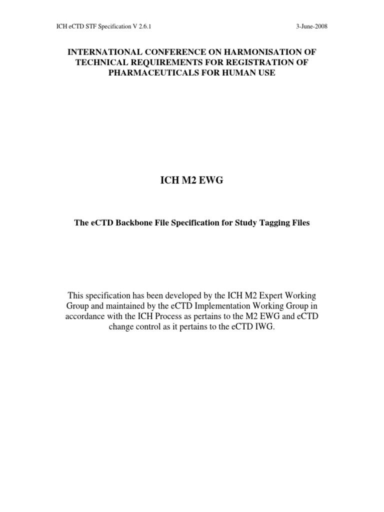 ICH M2 EWG ECTD Backbone File Specification For Study Tagging Files ...