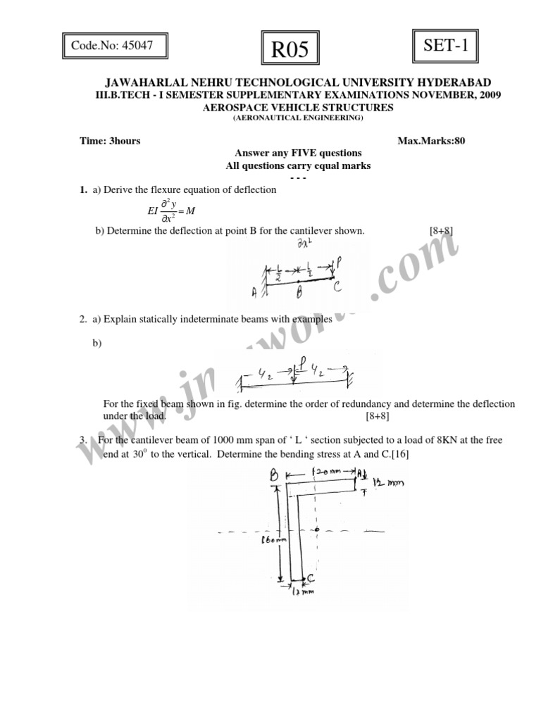 R05312104 Aerospace Vehicle Structures Pdf Beam Structure Bending