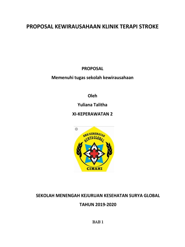 Proposal Kewirausahaan Klinik Terapi Stroke | PDF | Kesehatan Holistik | Sains & Matematika