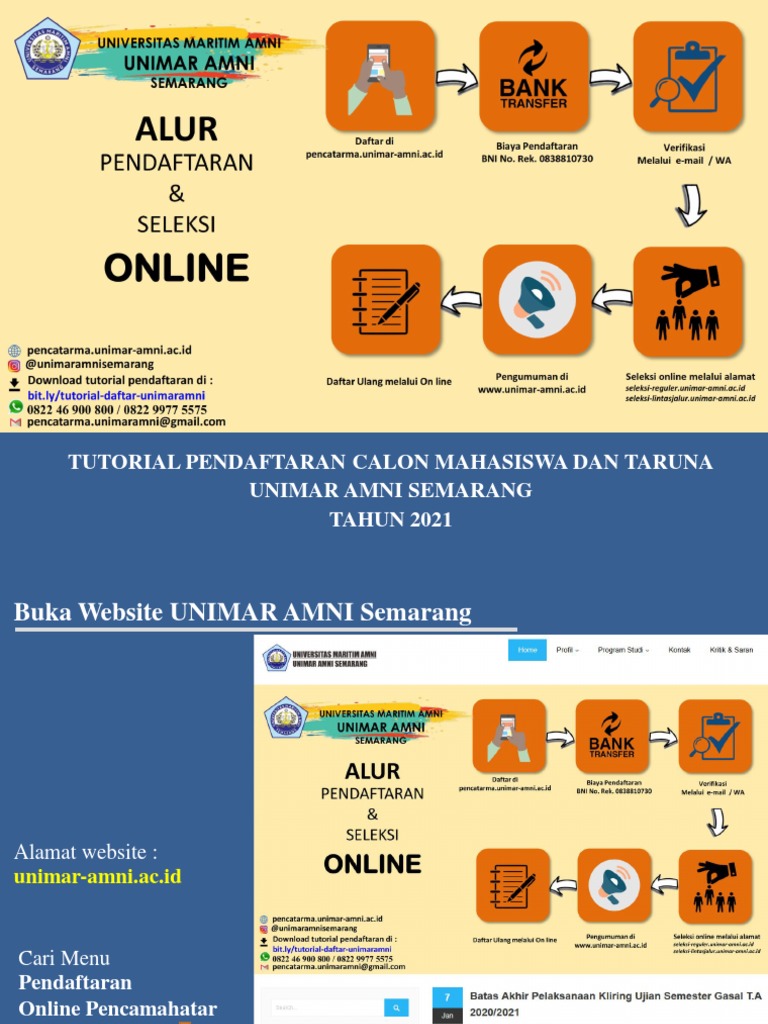 Tutorial Daftar Unimar Amni 2021 | PDF