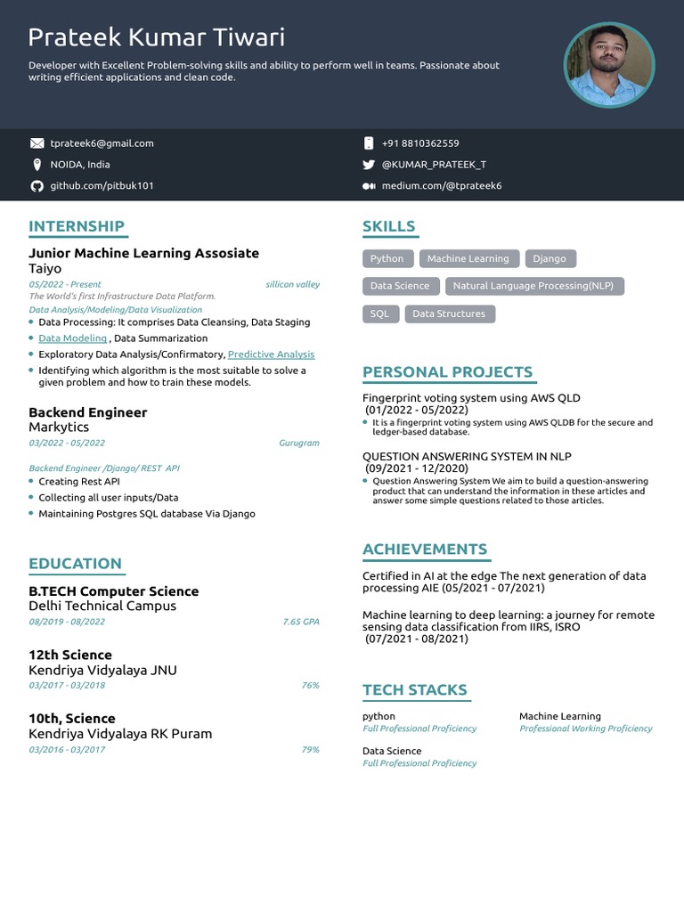 Prateek Kumar Tiwari: Internship Skills | PDF | Machine Learning | Databases
