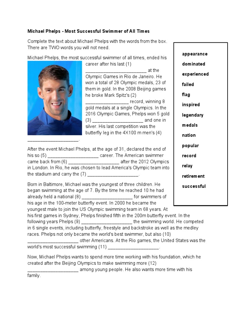 Michael Phelps: Olympic Swimming Legend | PDF | Swimming (Sport ...