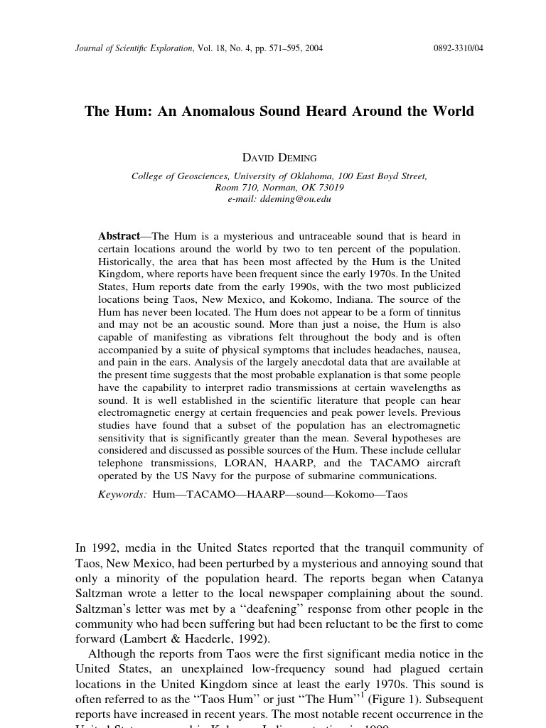 The HUM: An Anomalous Sound Heard Around The World | PDF | Aurora ...