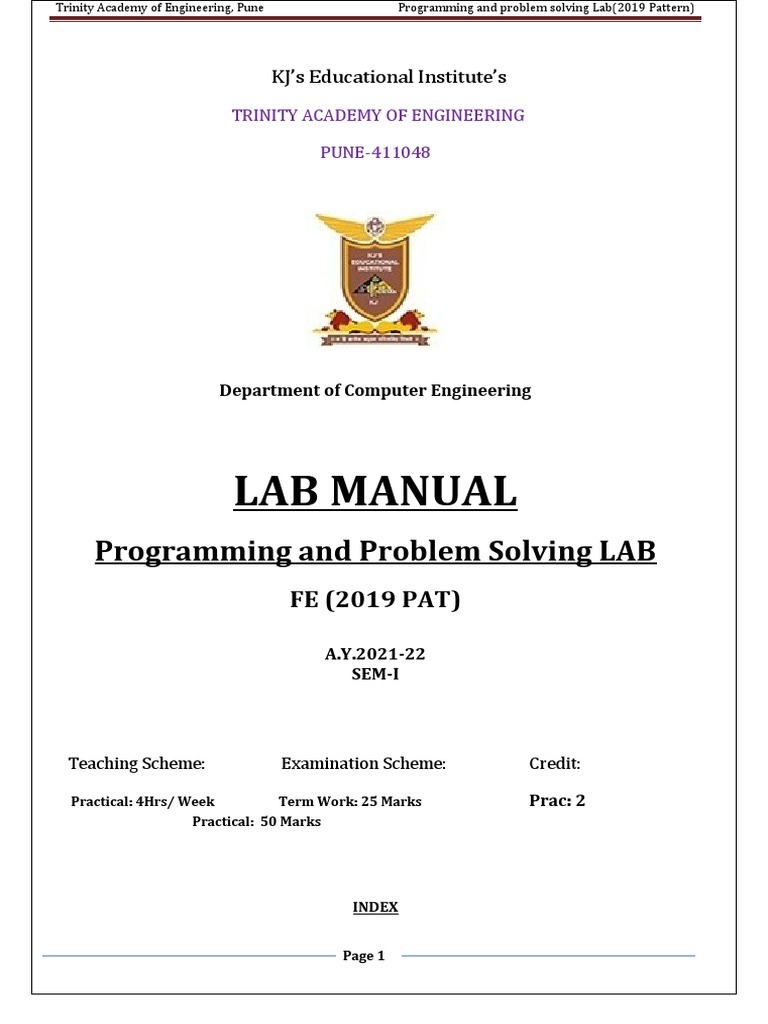 Lab Manual: Programming and Problem Solving LAB | PDF | Numbers | Python (Programming Language)
