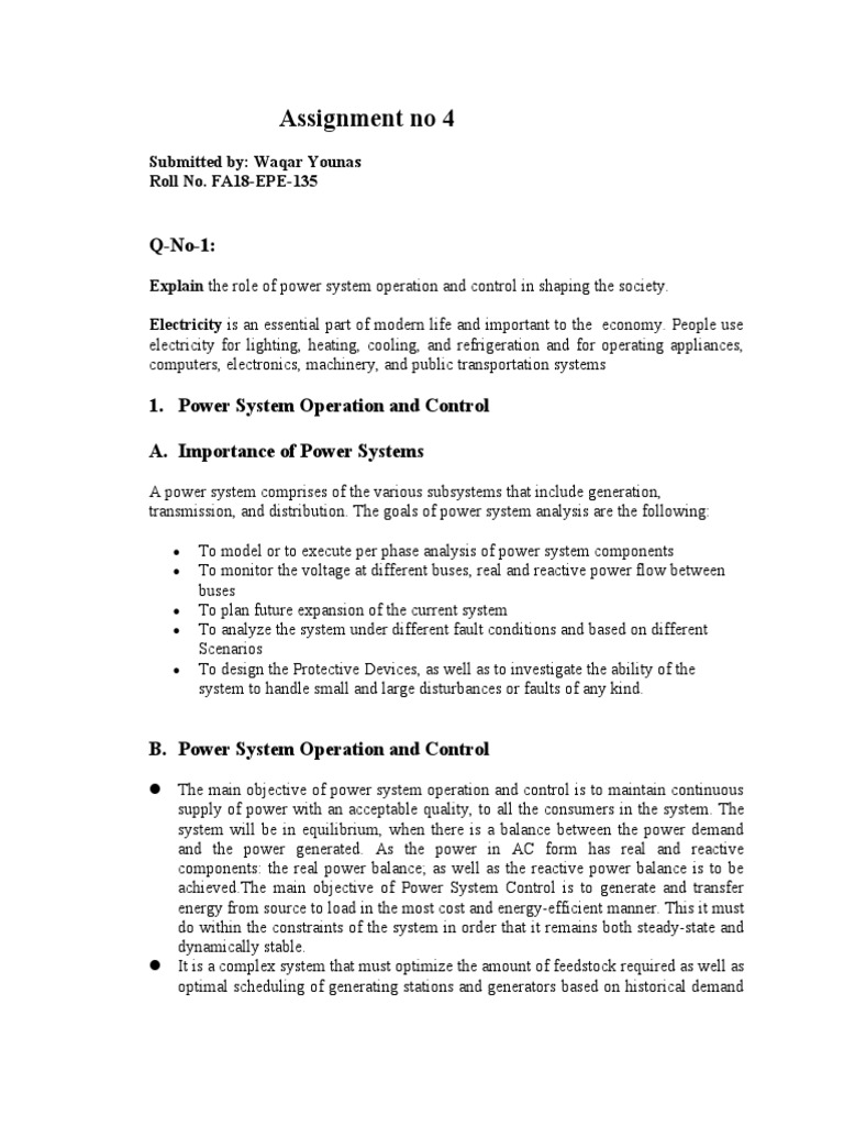 Assignment No 4: Submitted By: Waqar Younas Roll No. FA18-EPE-135 | Descargar gratis PDF ...