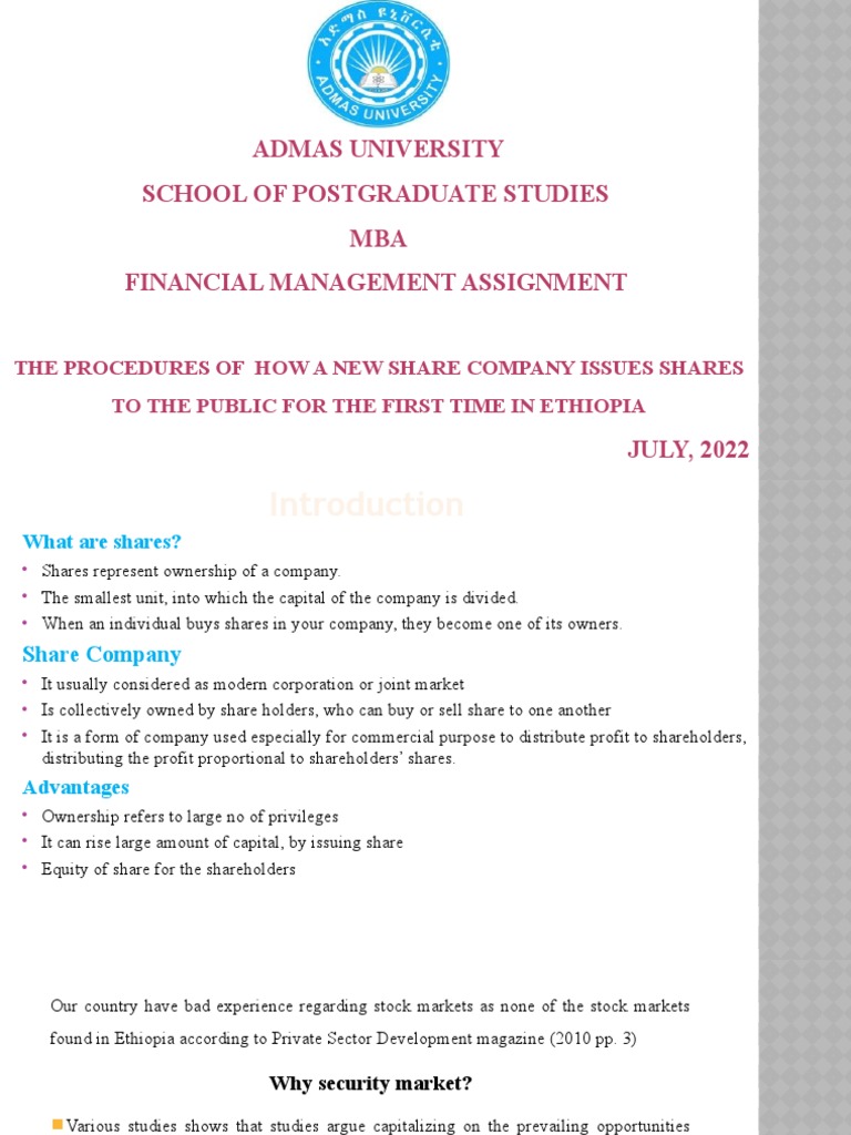 Admas University School of Postgraduate Studies MBA Financial ...