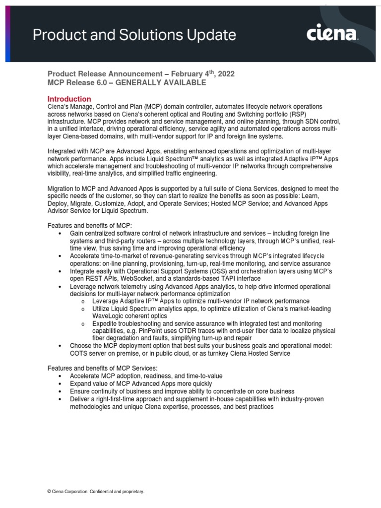 MCP 6.0 Product Bulletin | PDF | Computer Network | Application Software
