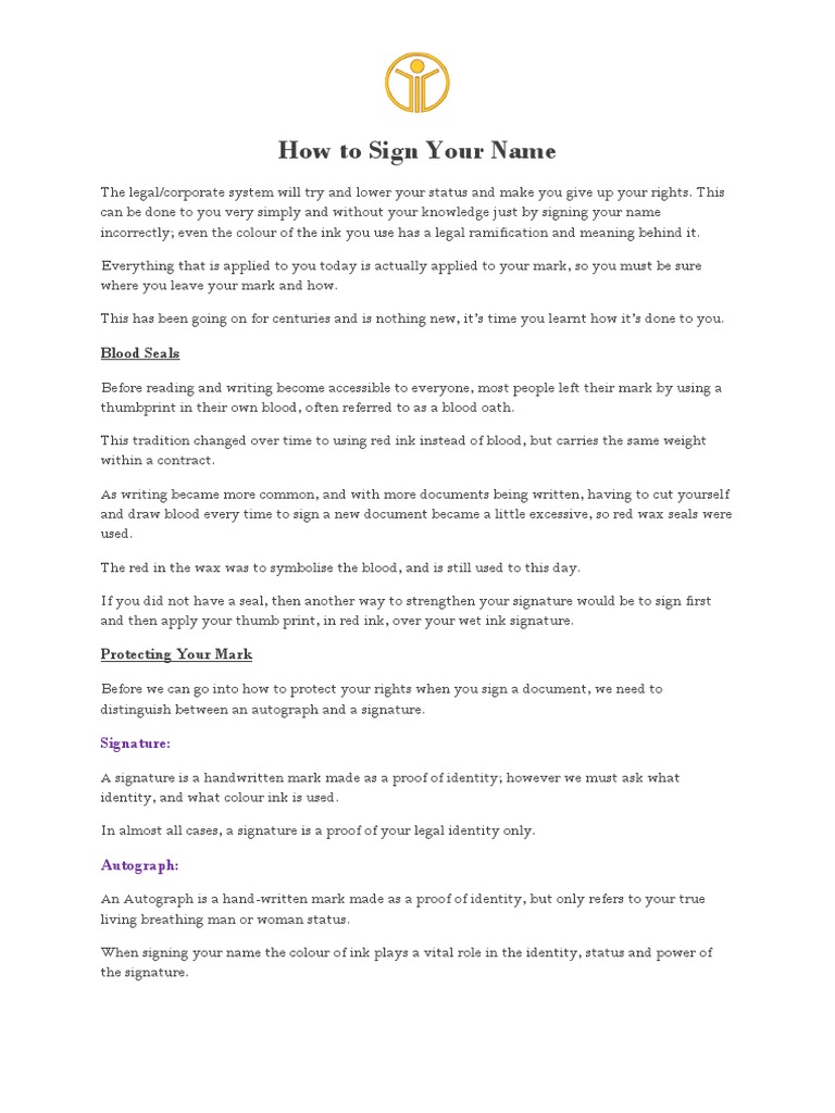 How To Sign Your Name | PDF | Signature | Legal Liability