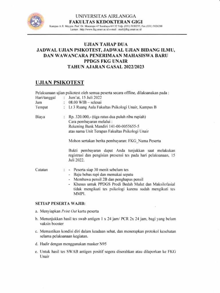 Jadwal Psiko | PDF | Sains & Matematika