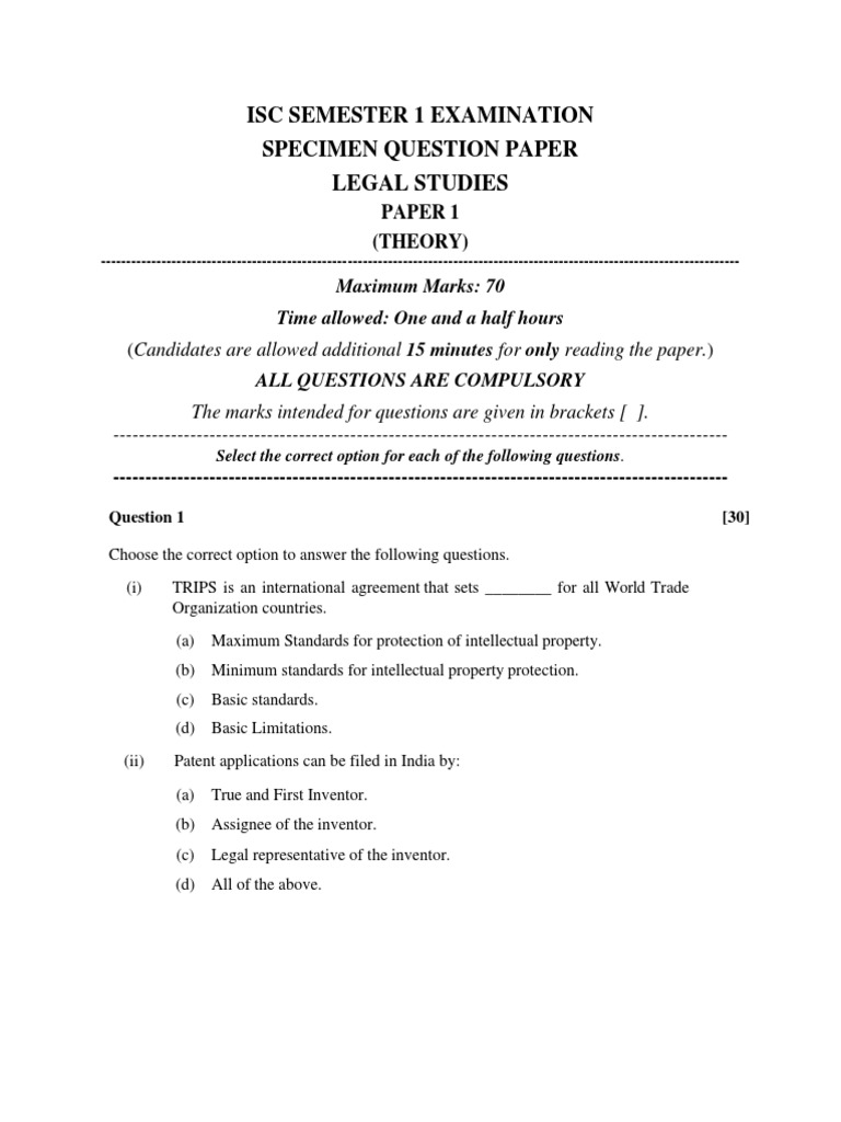 881 Legal Studies - Isc Specimen | PDF | Alternative Dispute Resolution ...