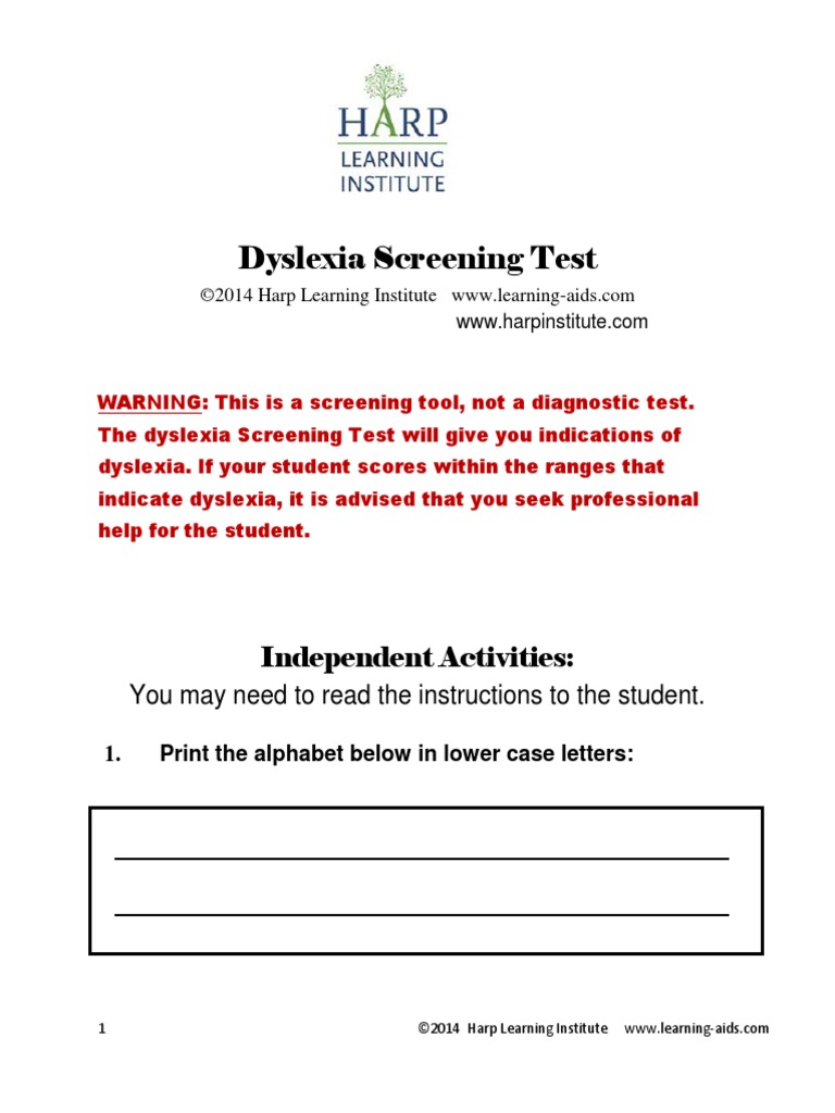 Dyslexia Screening Test | PDF | Dyslexia | Cognitive Science