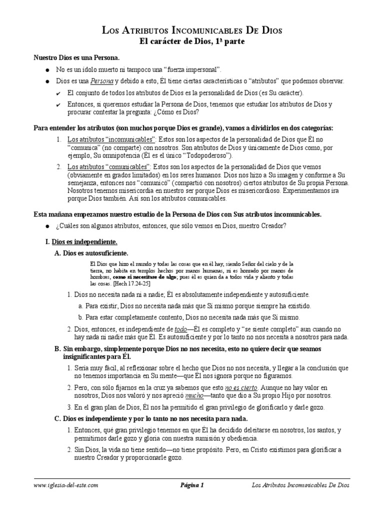 Atributos Incomunicables | PDF | Dios | Omnipotencia