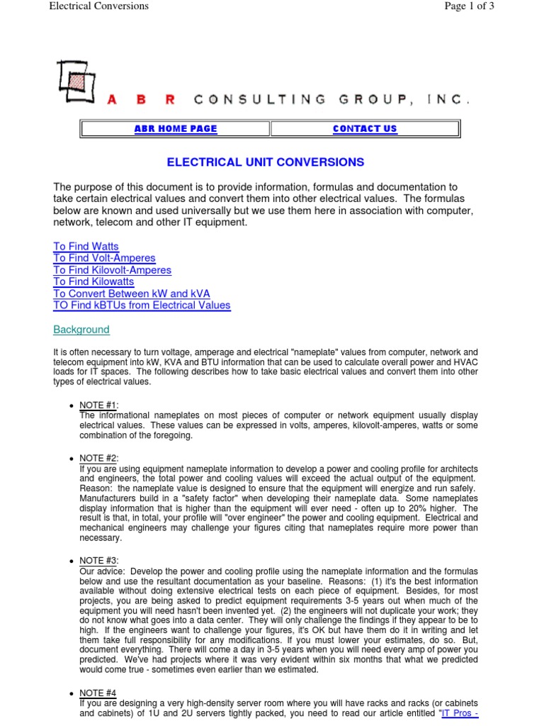 Electrical Unit Conversion Guide | PDF | Watt | Electricity