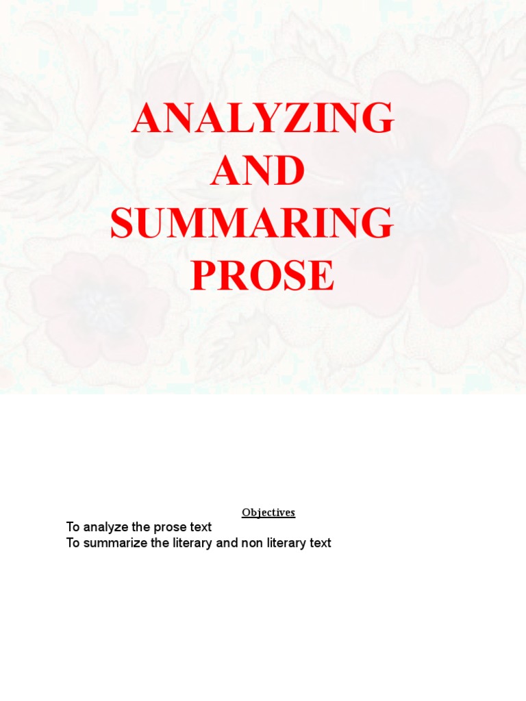 Prose Analysis and Summary Guide | PDF | Swot Analysis | Cinderella