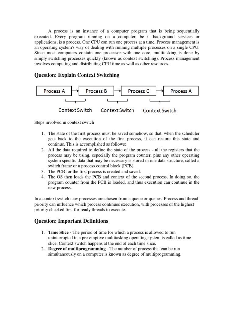 Question: Explain Context Switching | PDF | Process (Computing ...