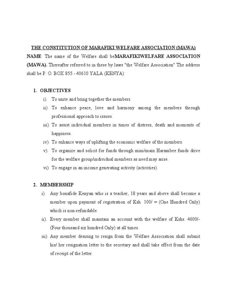 Constitution of Marafiki Self Help Group | PDF | Supermajority | Public Law