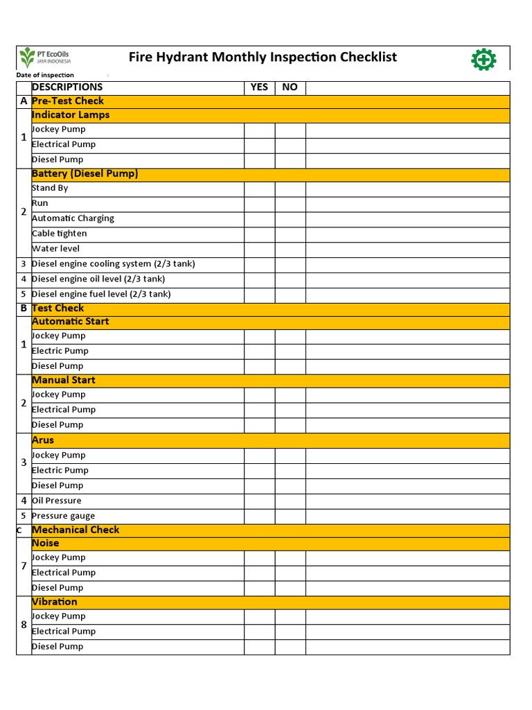 Fire Pump Inspection | PDF | Diesel Engine | Pump